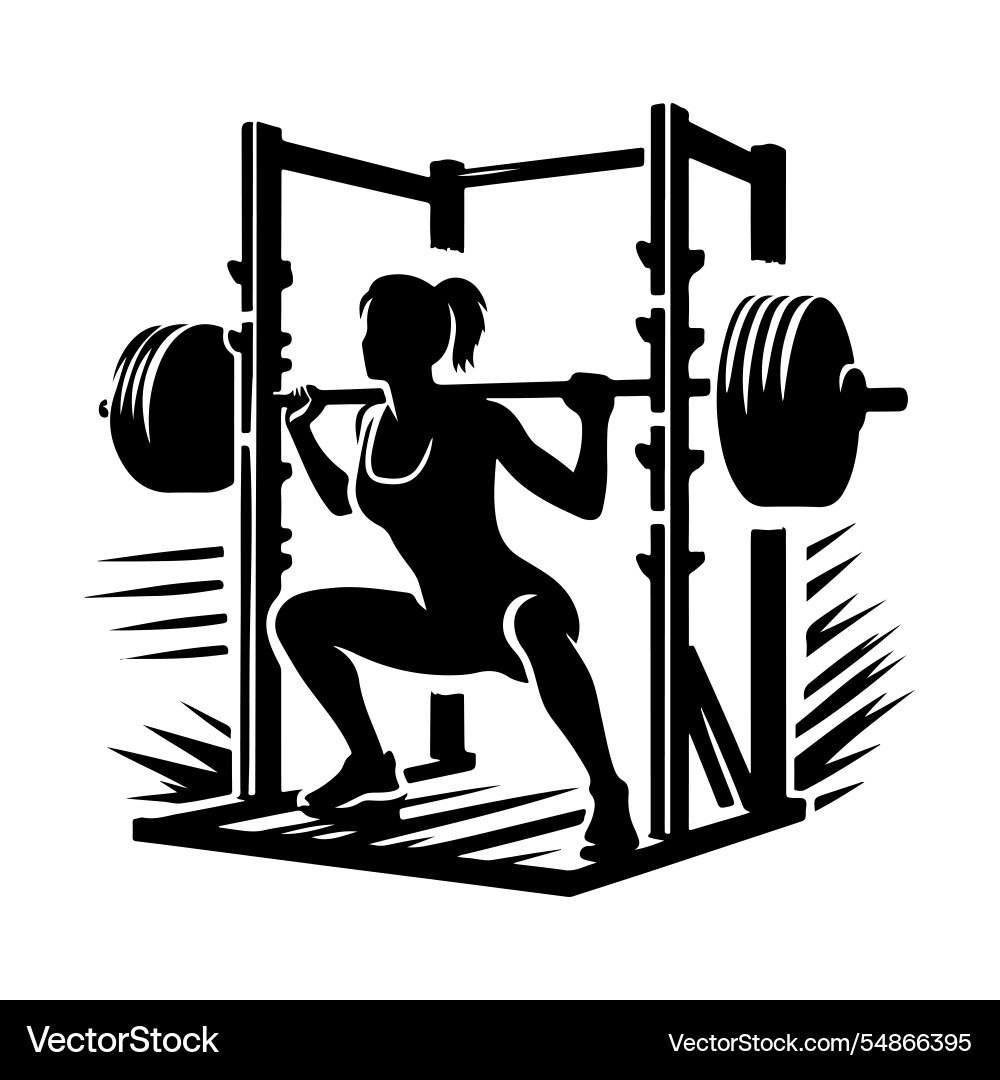 Squat rack machine silhouette pack ideal Vector Image