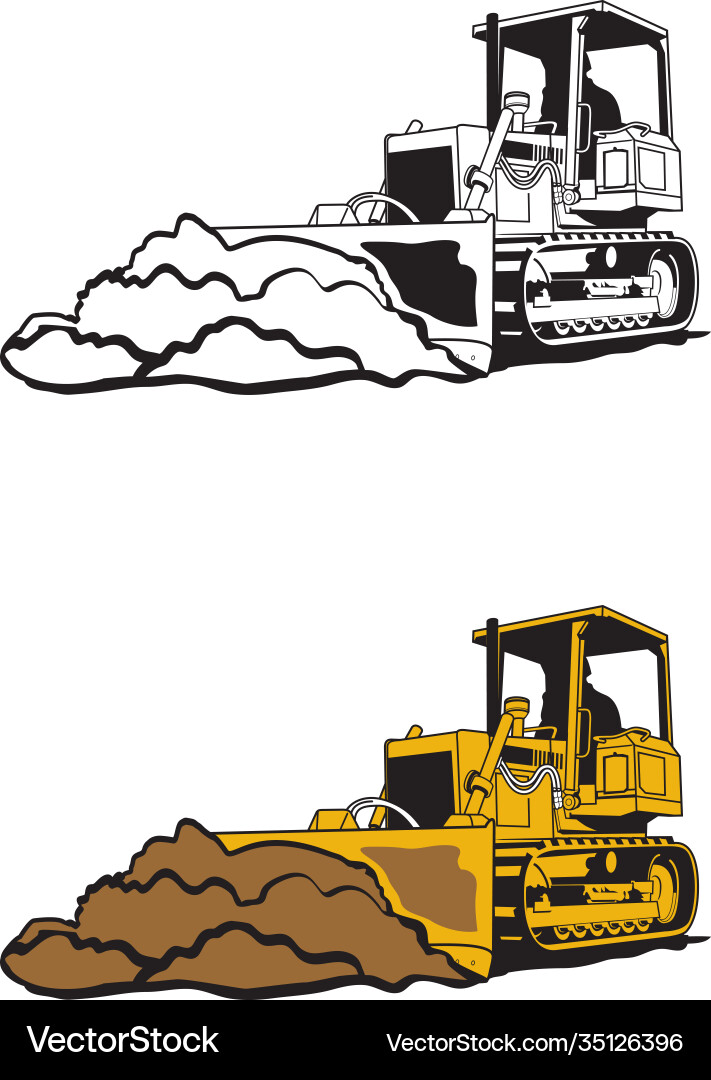 Bull Dozer Vector Images (25)