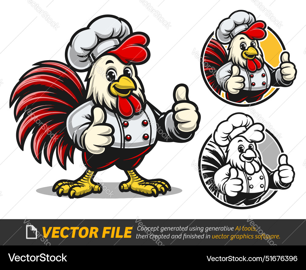Cartoon chicken chef with thumbs up image Vector Image