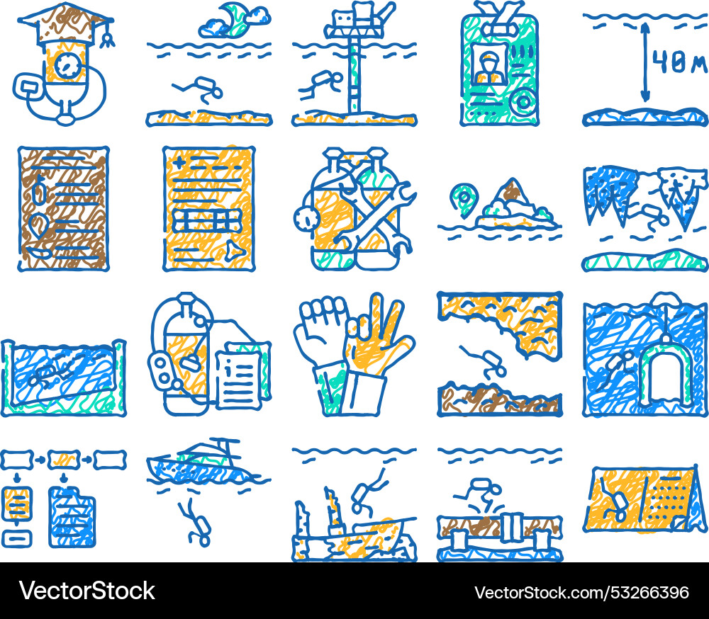 Diving school education lesson icon hand drawn Vector Image