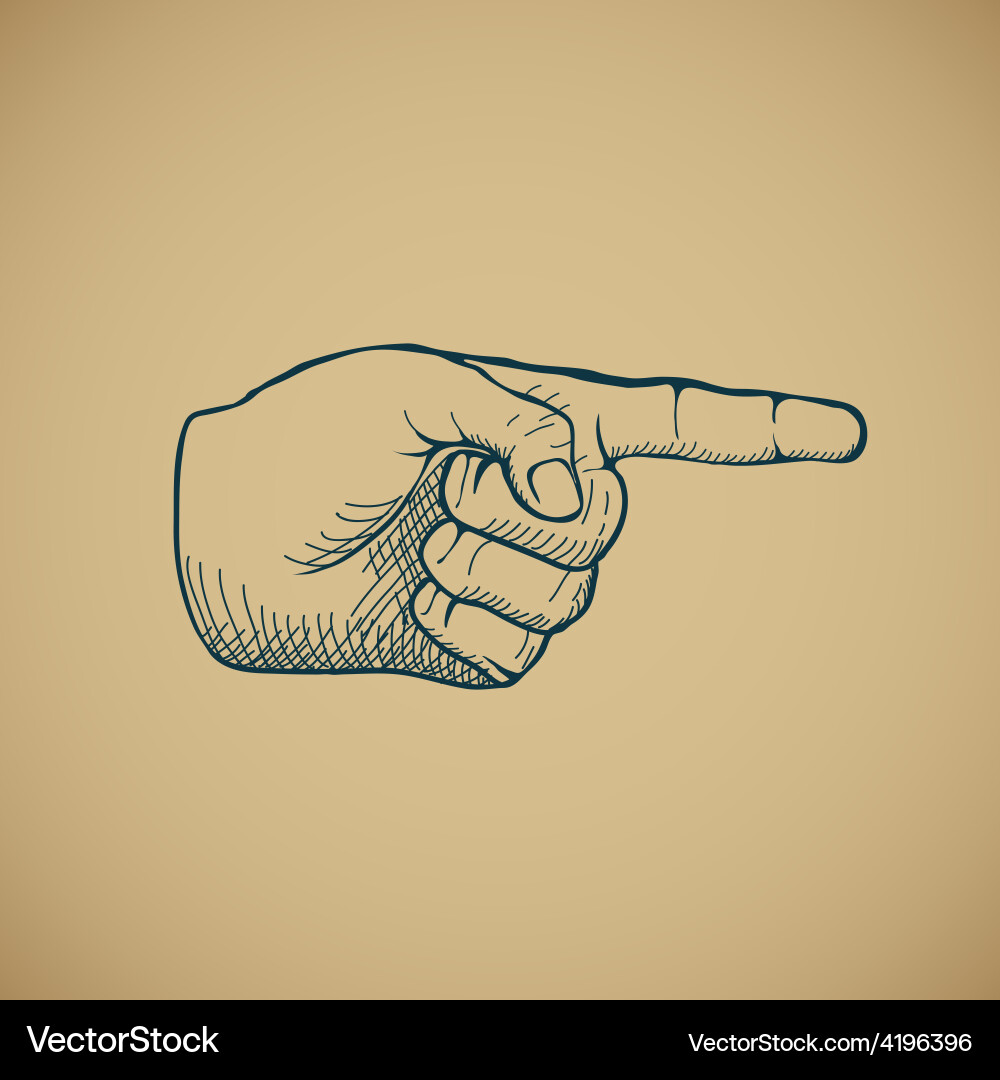 Hand draw sketch vintage index finger Royalty Free Vector
