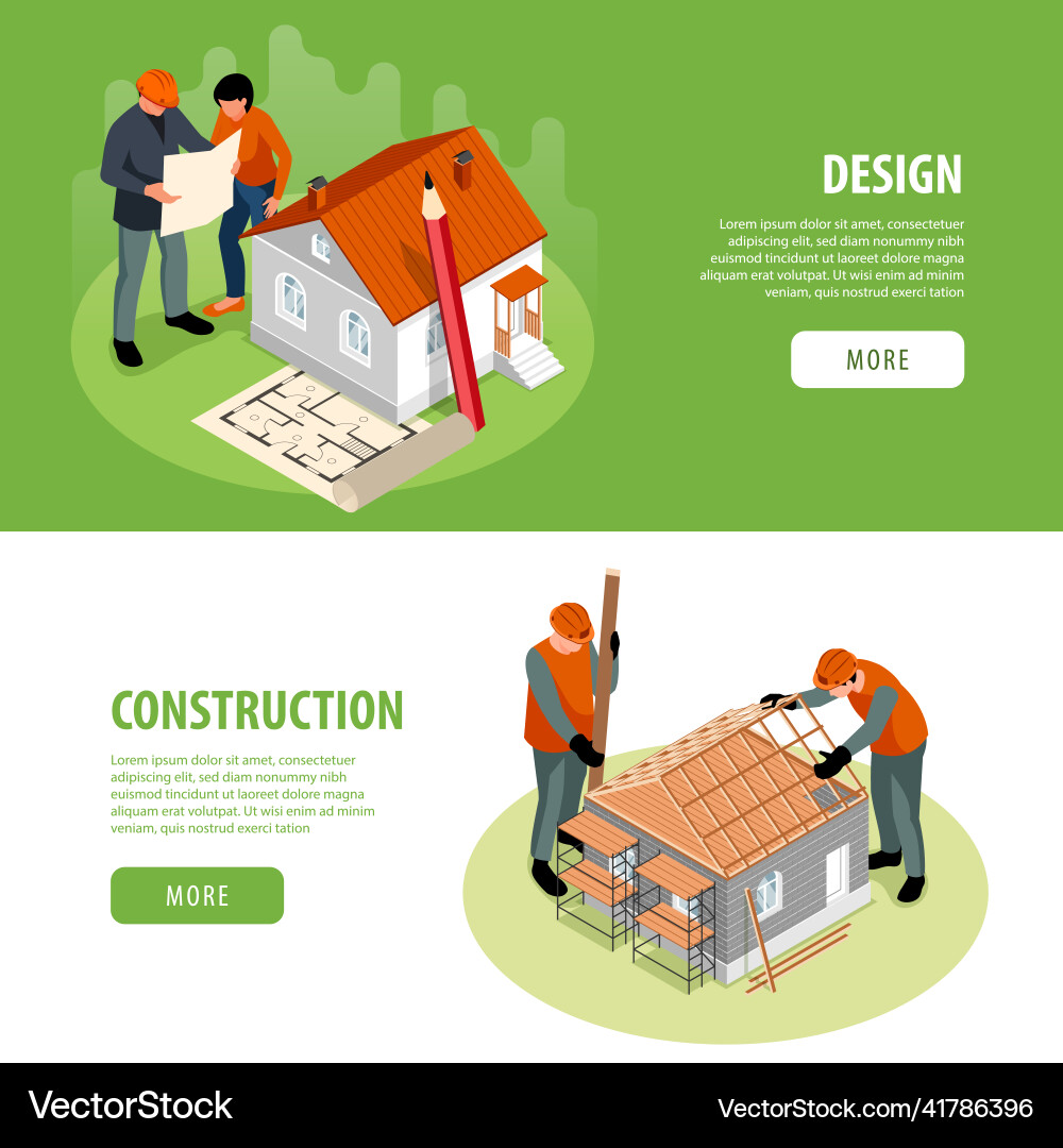 Hausbau Banner Set Lizenzfreies Vektorbild - VectorStock