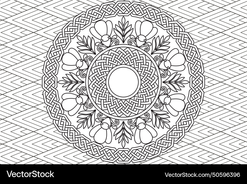 Intricate Mandala Coloring Page Royalty Free Vector Image