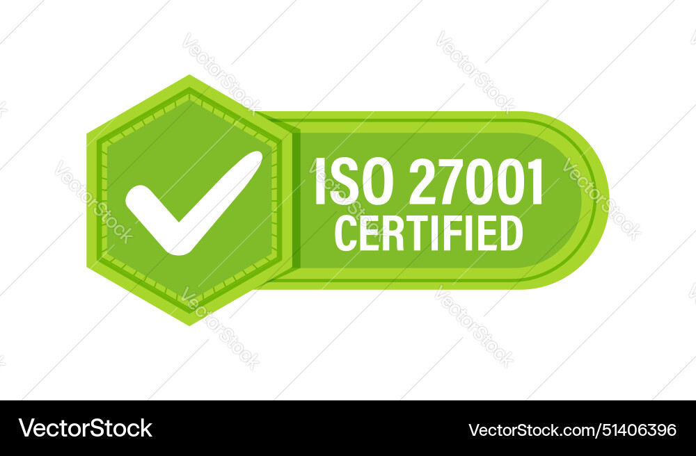 Iso 27001 quality management certification badge Vector Image