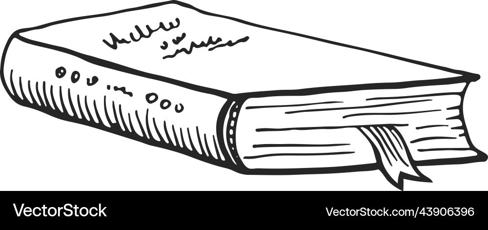 Laying book with bookmark sketch reading symbol Vector Image