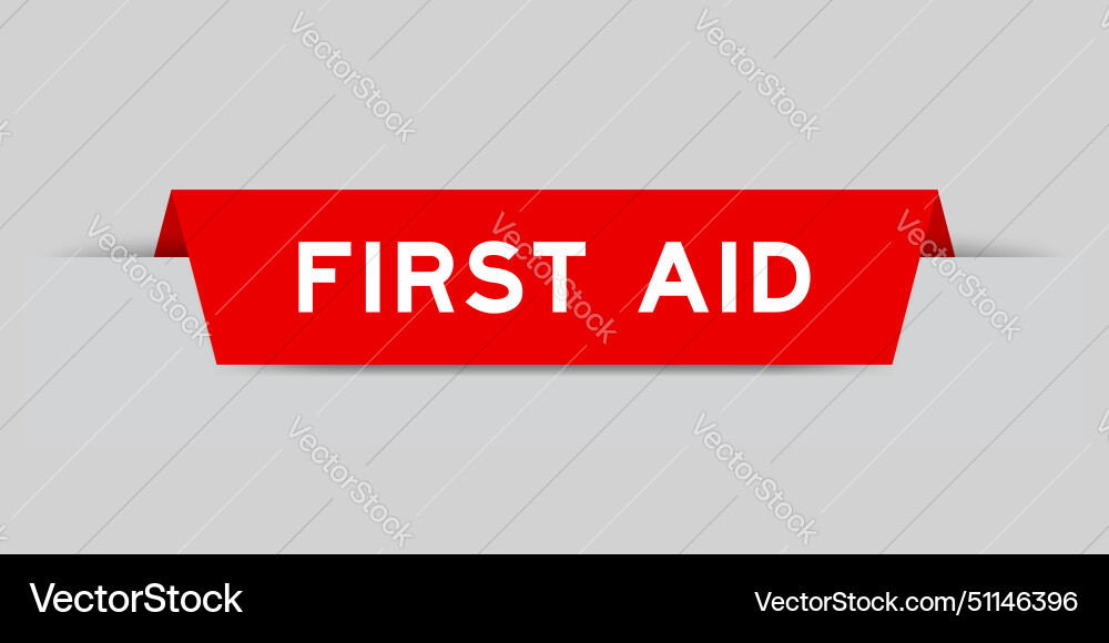 Red color inserted label with word first aid Vector Image