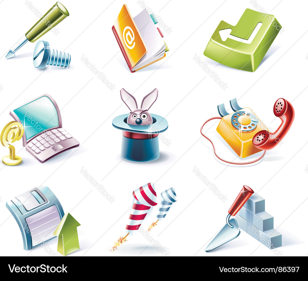 Cartoon style icon set Royalty Free Vector Image
