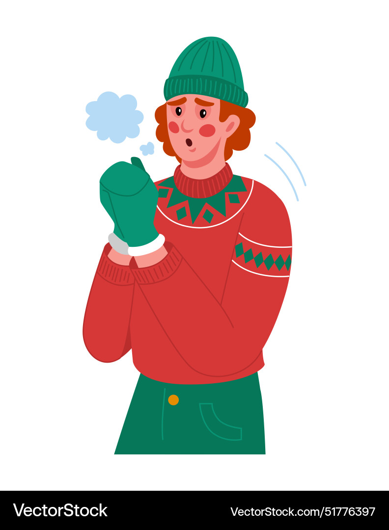 Cold weather freezing man guy shivering from Vector Image