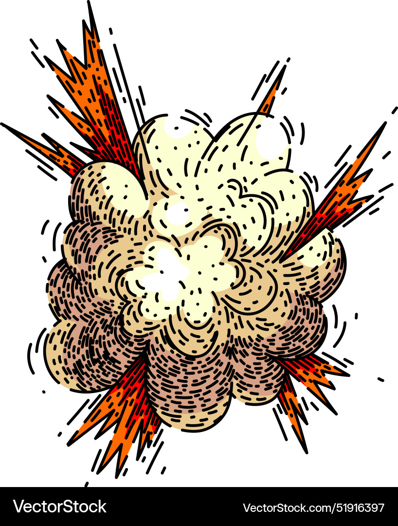 Fireball explosion bomb sketch hand drawn Vector Image