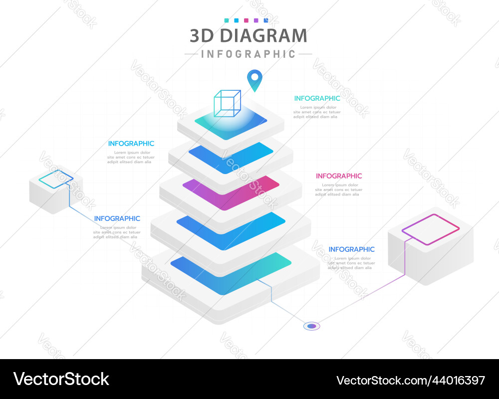 Infographic 5 steps 3d futuristic level diagram Vector Image