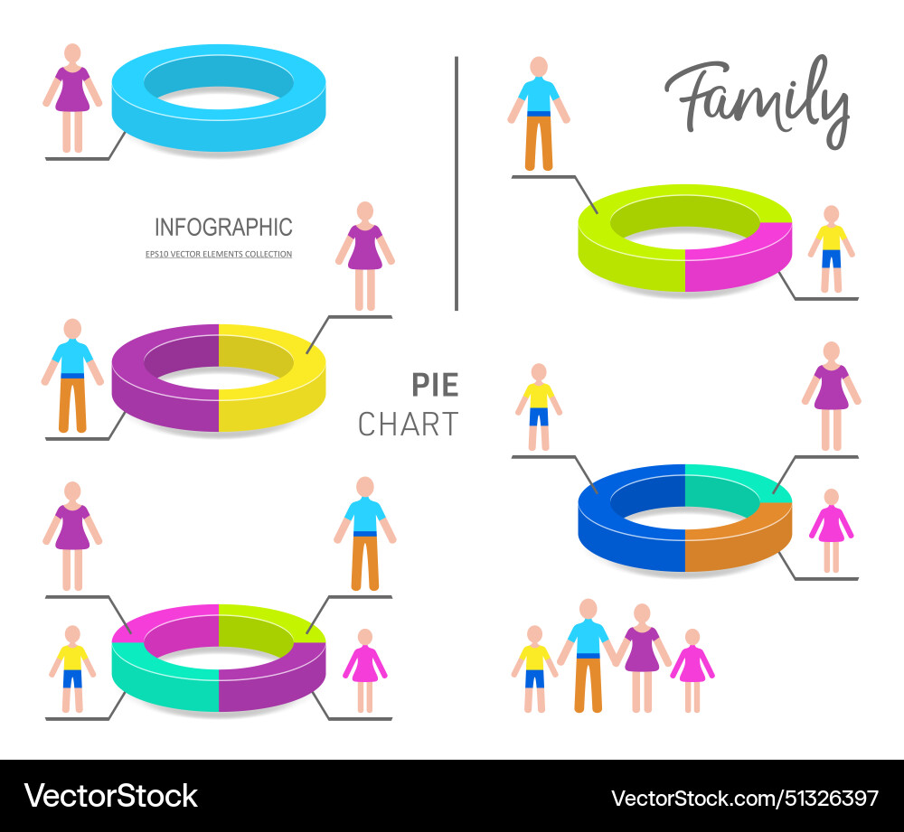 Infographic family pie chart elements set Vector Image