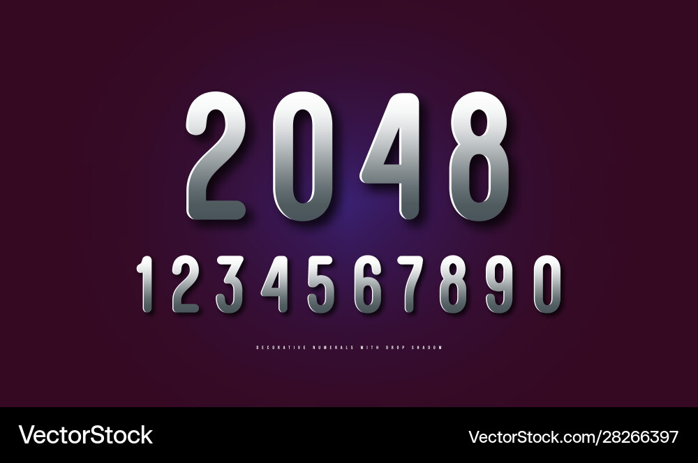 Silver colored sans serif numerals Royalty Free Vector Image