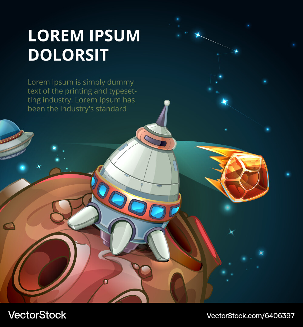 Spacecraft planets and space creative Royalty Free Vector