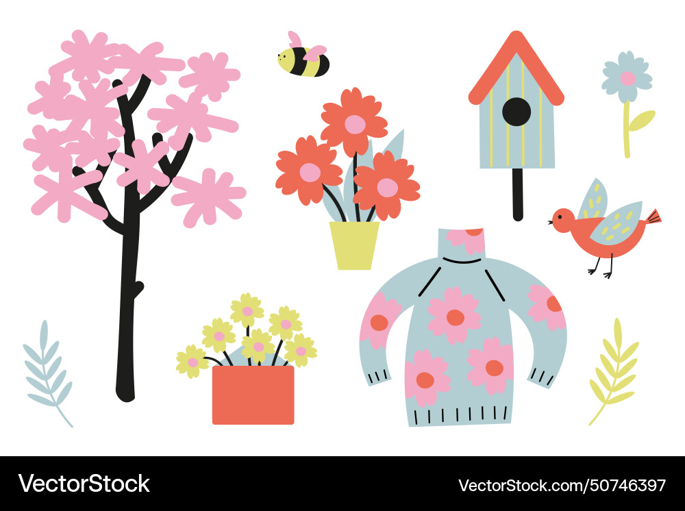 Spring doodle hand drawn Royalty Free Vector Image