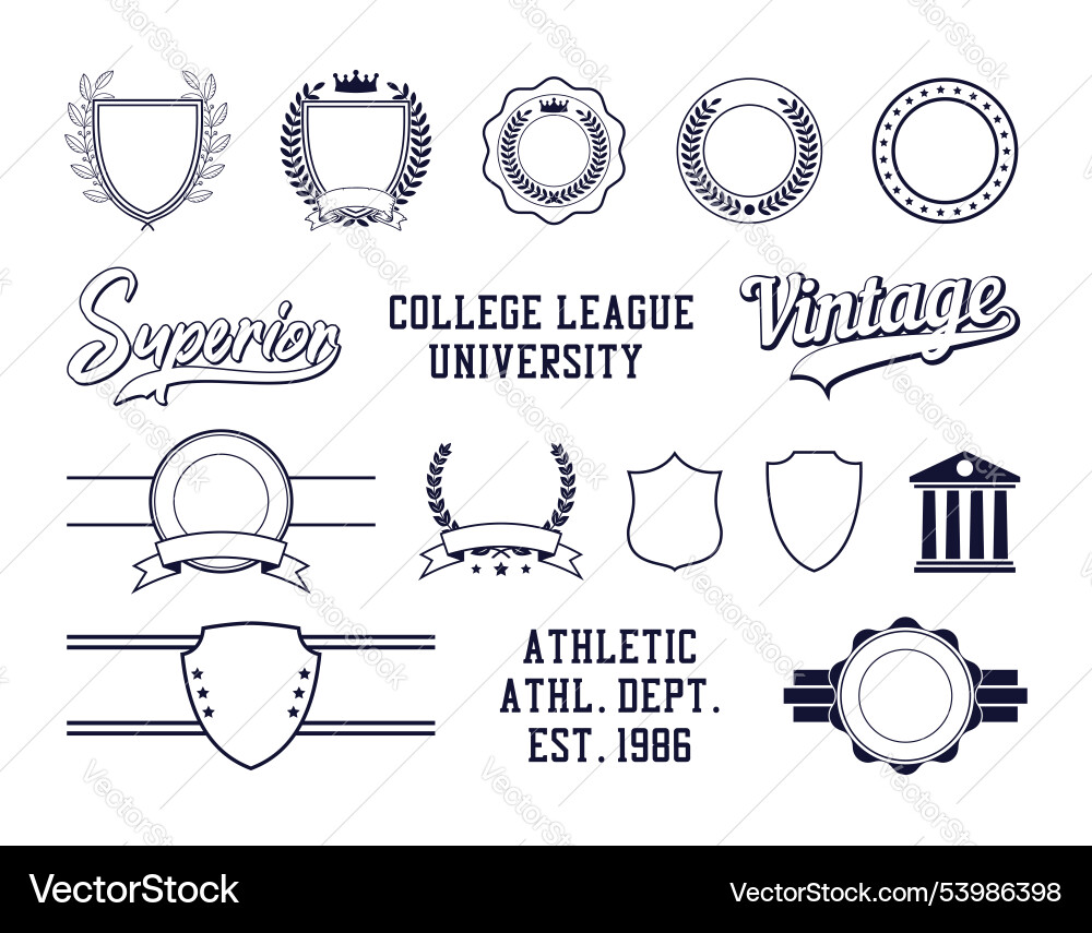 College graphic athletic design elements Vector Image