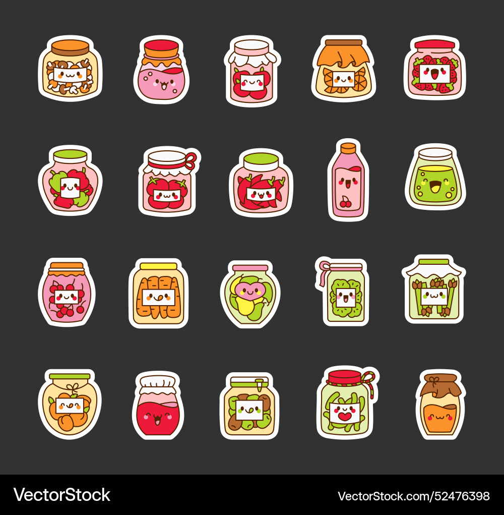 Cute canned pickled vegetables sticker bookmark Vector Image