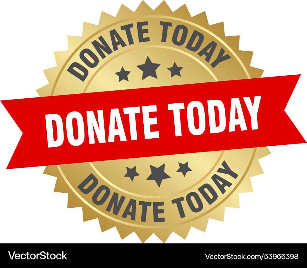 Donate today round red and gold Royalty Free Vector Image