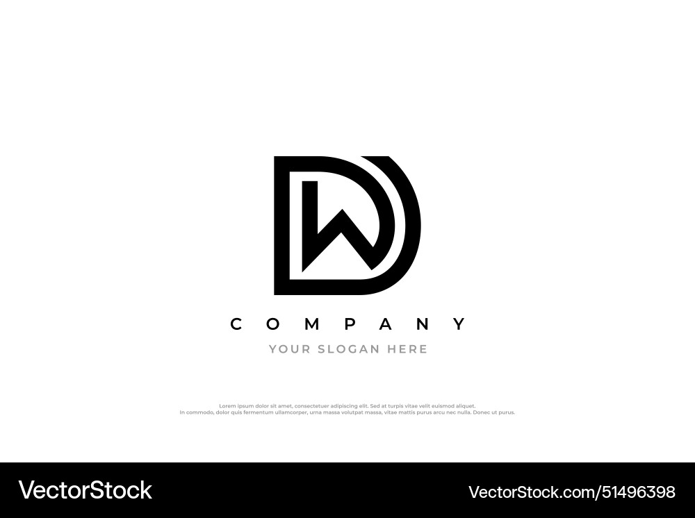 Initial letter dw or wd logo design Royalty Free Vector