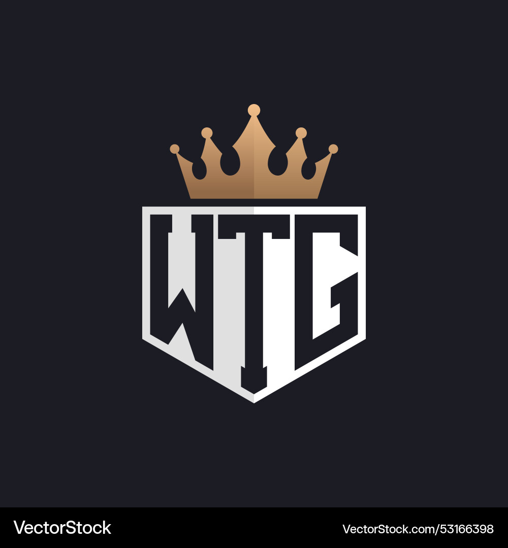Luxury wtg logo with crown elegant initials Vector Image