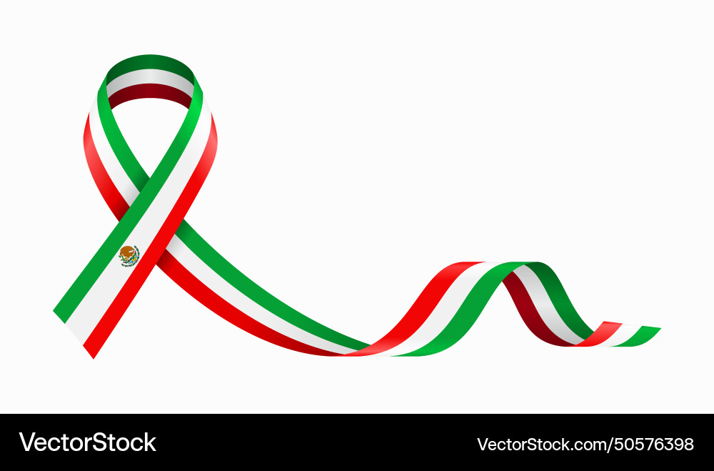 Mexican flag stripe ribbon wavy background layout Vector Image
