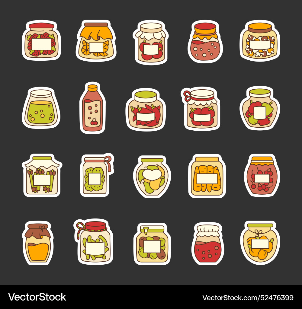 Canned pickled vegetables sticker bookmark Vector Image