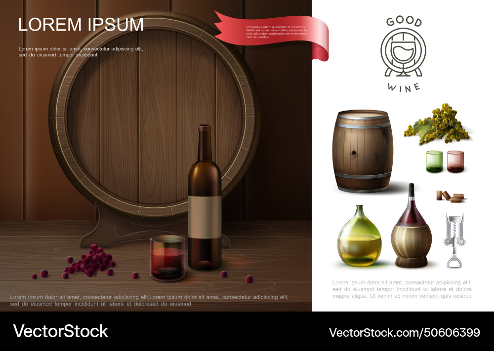 Realistic winemaking colorful composition Vector Image