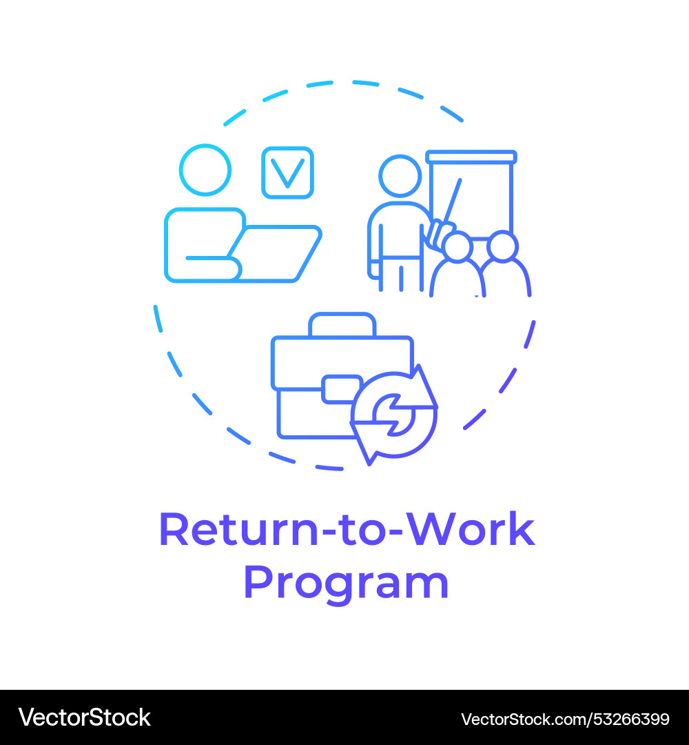Return-to-work program blue gradient concept icon Vector Image