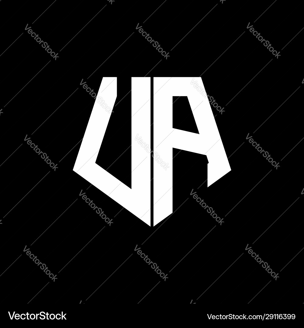Ua logo monogram with pentagon shape style design Vector Image