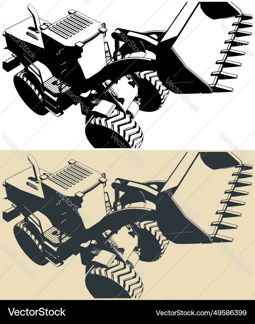 Wheel loader close up Royalty Free Vector Image