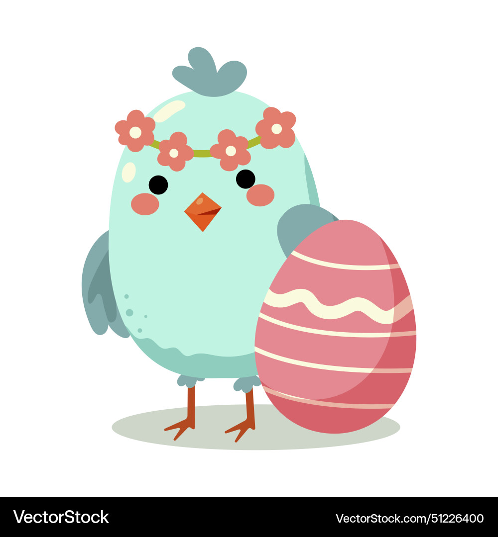 An chick with floral decoration Royalty Free Vector Image