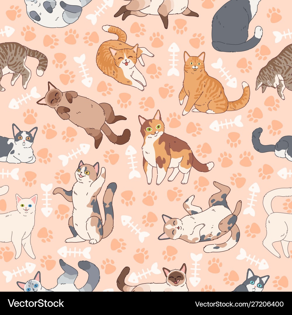 Cute Cat Pattern Texture Royalty Free Vector Image