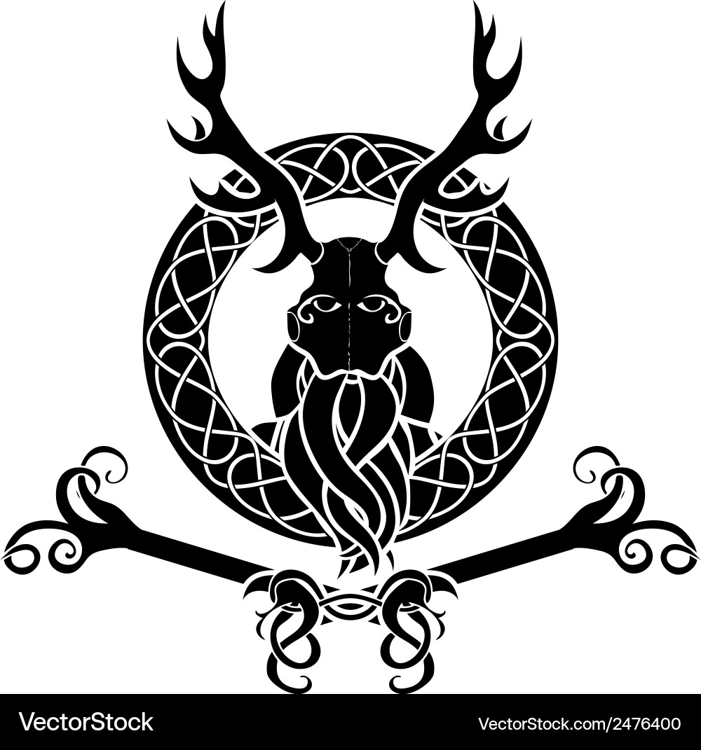 Druid symbol with antlers in celtic circle Vector Image