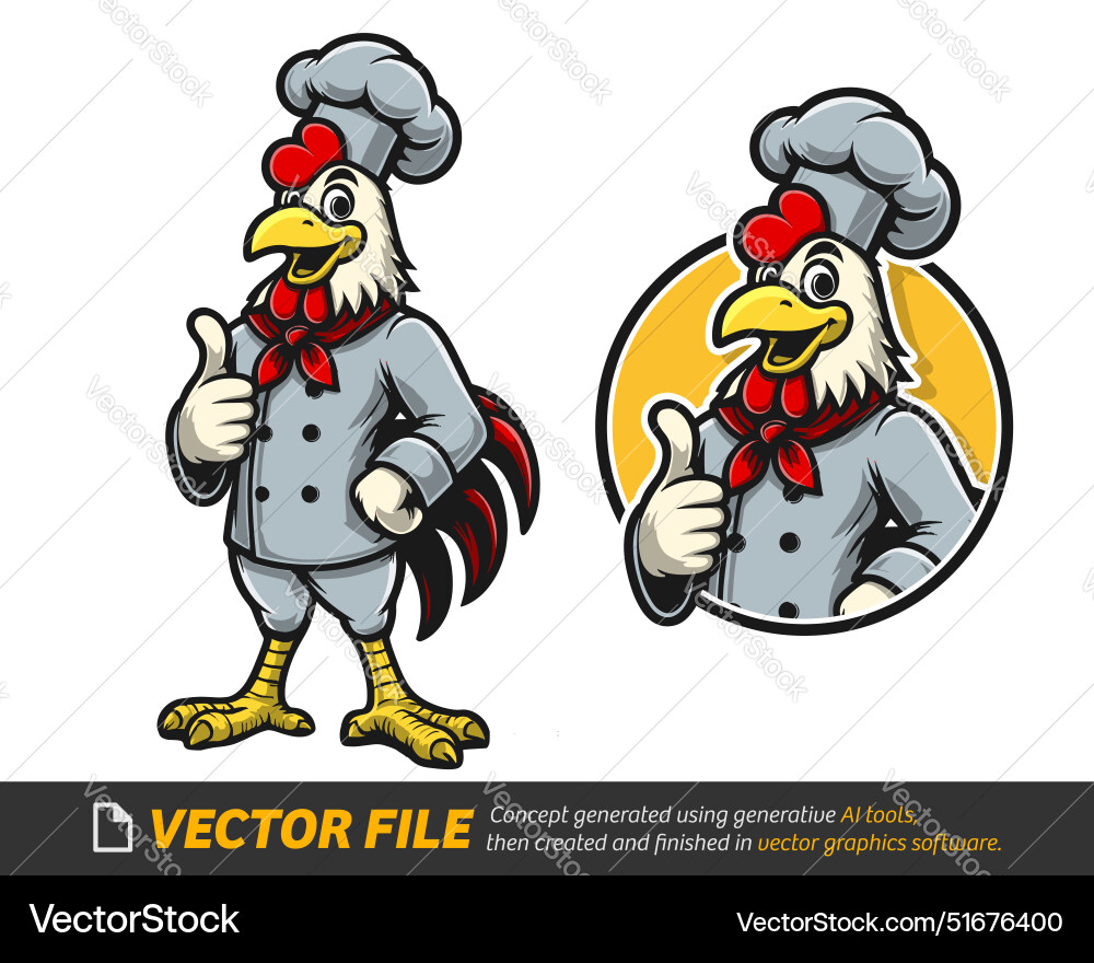Friendly rooster chef in uniform art Royalty Free Vector