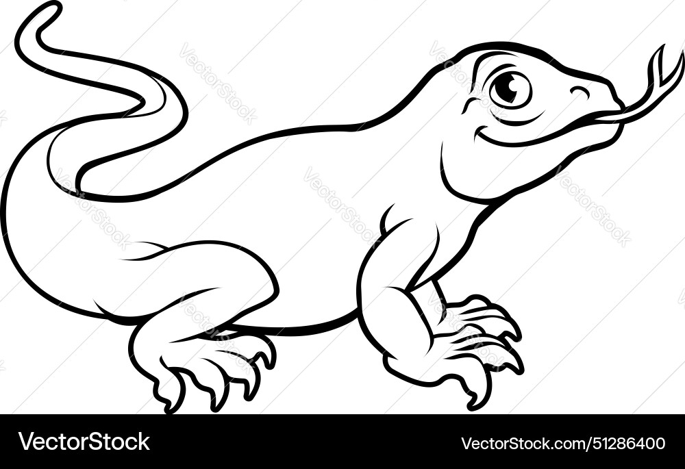 Komodo dragon lizard cartoon character Royalty Free Vector