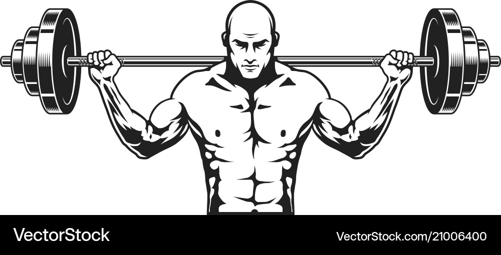 Monochrome strong man icon template Royalty Free Vector