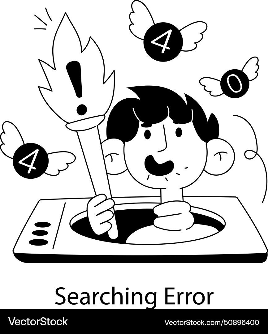 Searching error Royalty Free Vector Image - VectorStock