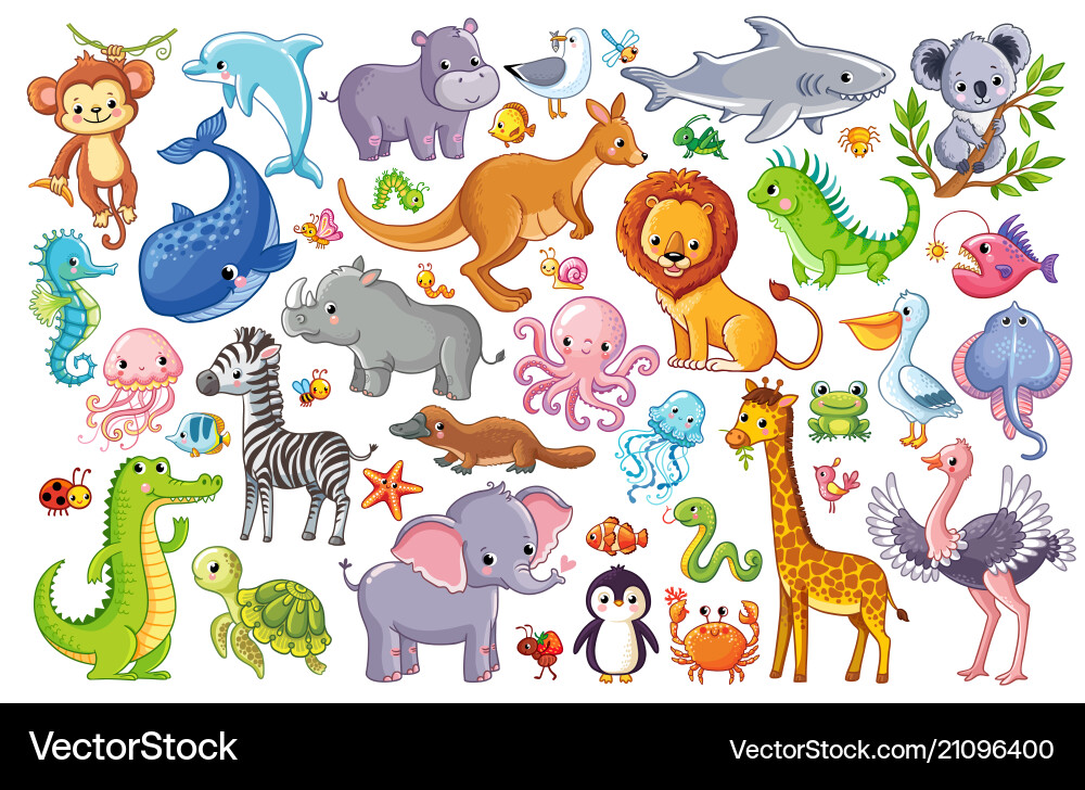 Set with animals Royalty Free Vector Image - VectorStock