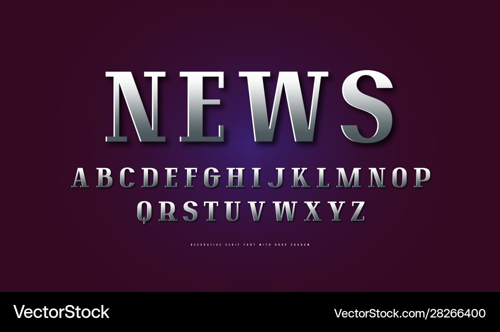 Silver colored serif font Royalty Free Vector Image