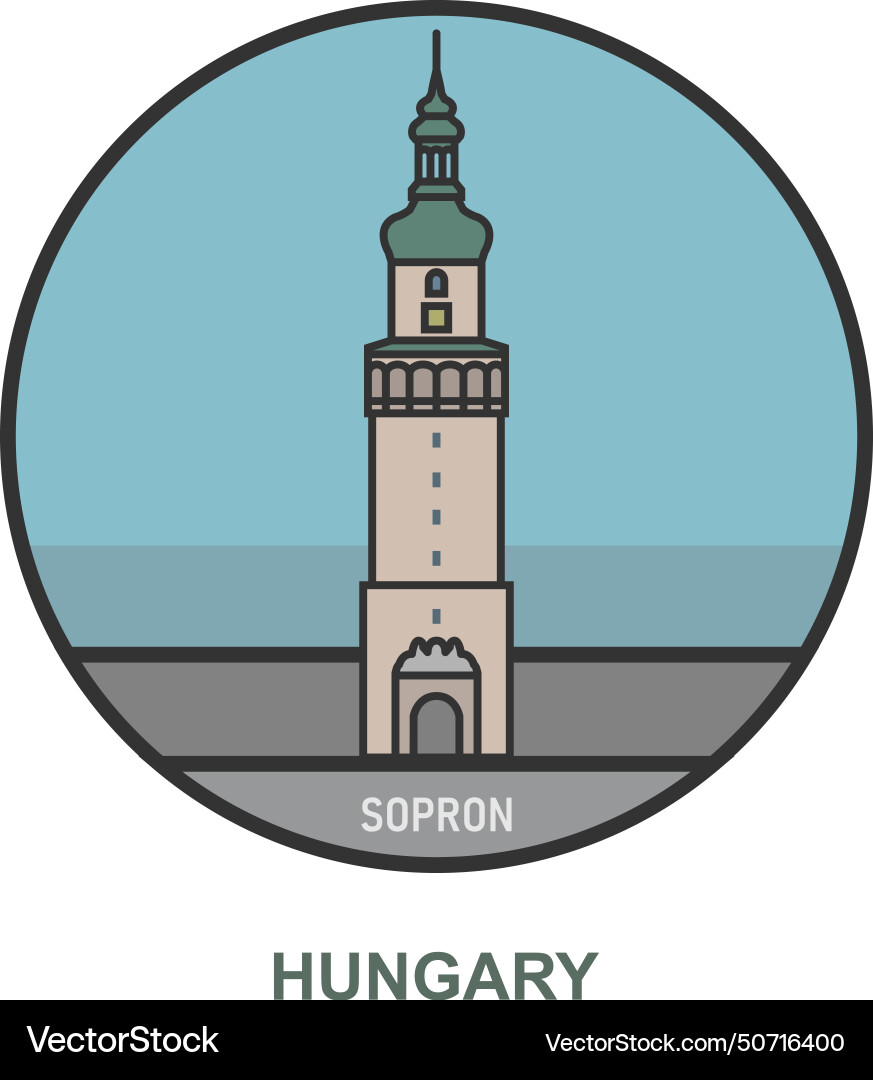 Sopron cities and towns in hungary Royalty Free Vector Image