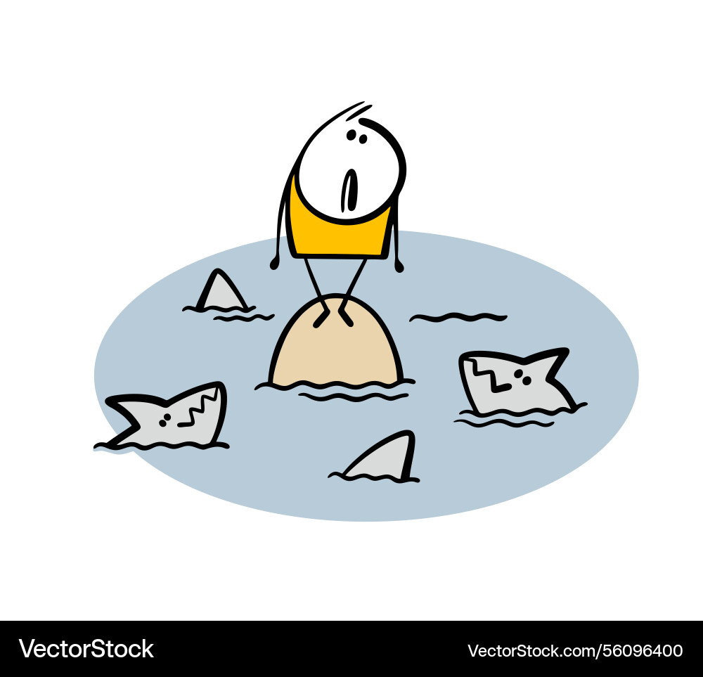 Unfortunate character is trapped Royalty Free Vector Image