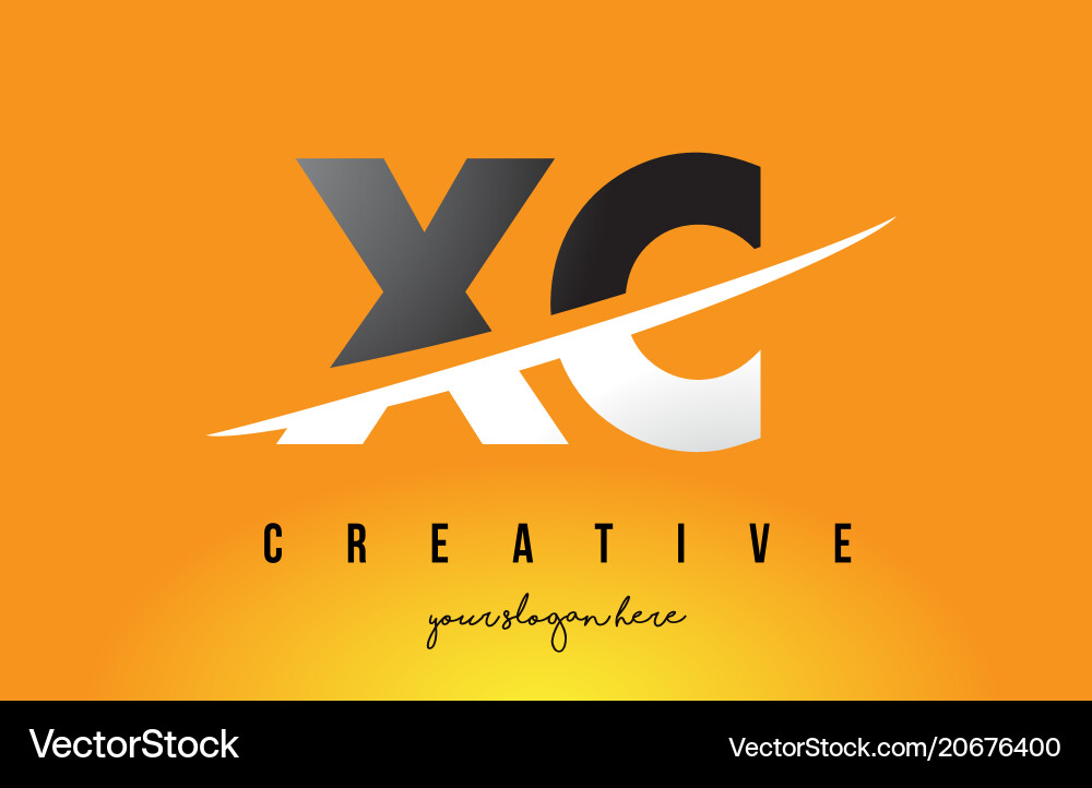 Xc x c letter modern logo design with yellow Vector Image