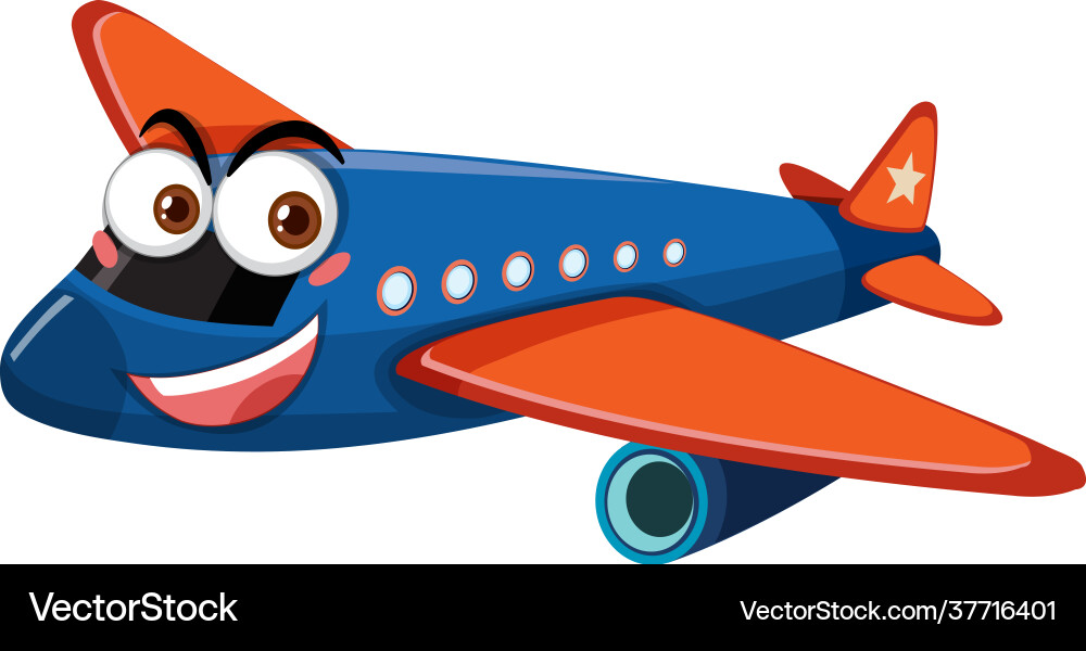 Airplane with face expression cartoon character Vector Image