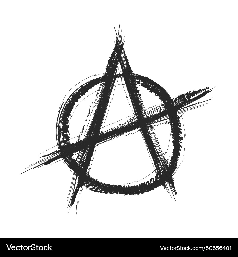 Anarchy brush symbol grunge style Royalty Free Vector Image