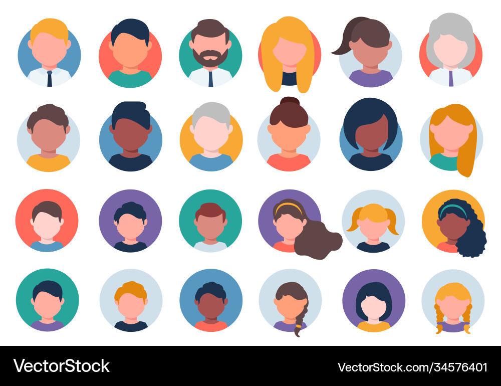 Collection multi ethnic people avatars Royalty Free Vector