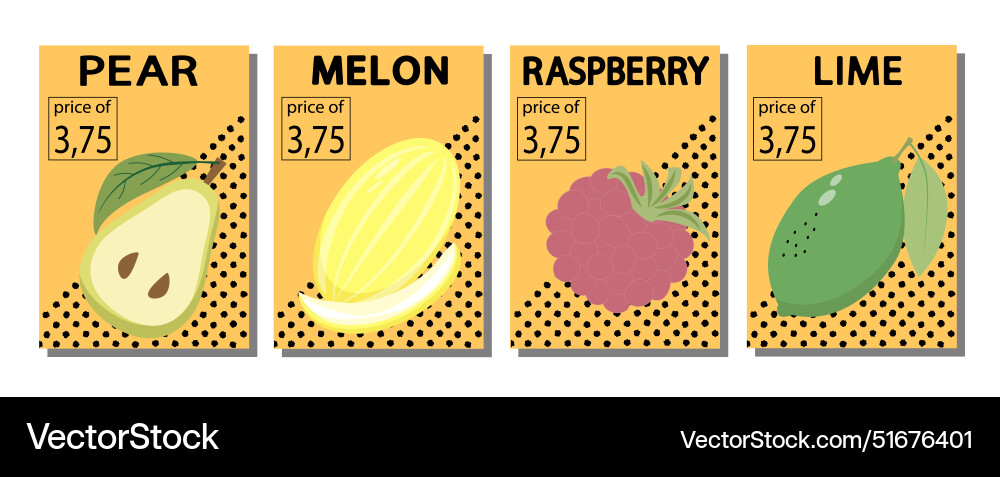 Fruit label set price tags poster banner Vector Image