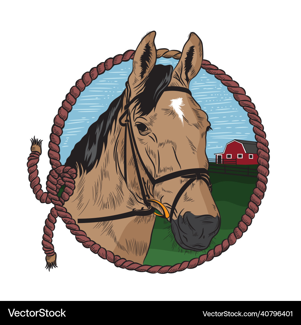 Horse ranch logo with rope and head Royalty Free Vector