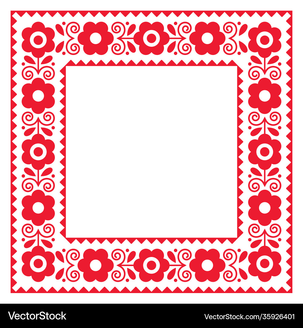 Polish floral folk rectangle frame design Vector Image