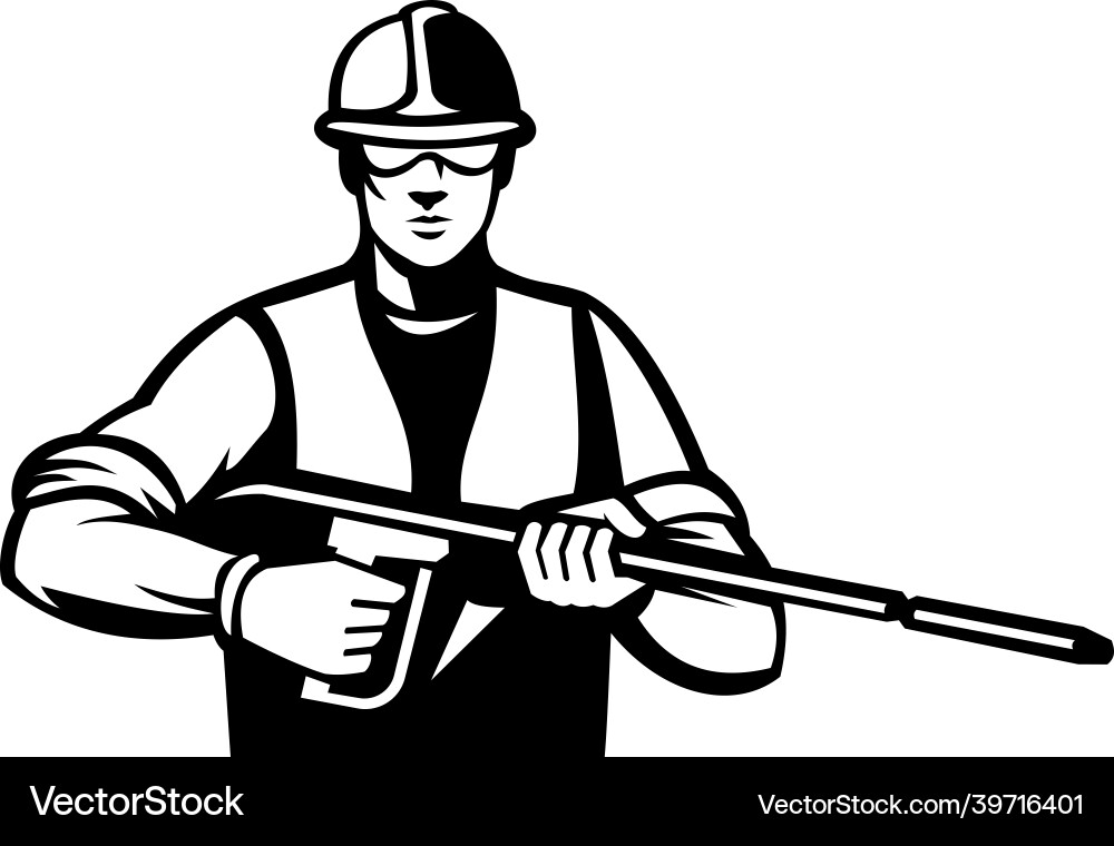 Power washer with pressure washing wand front Vector Image