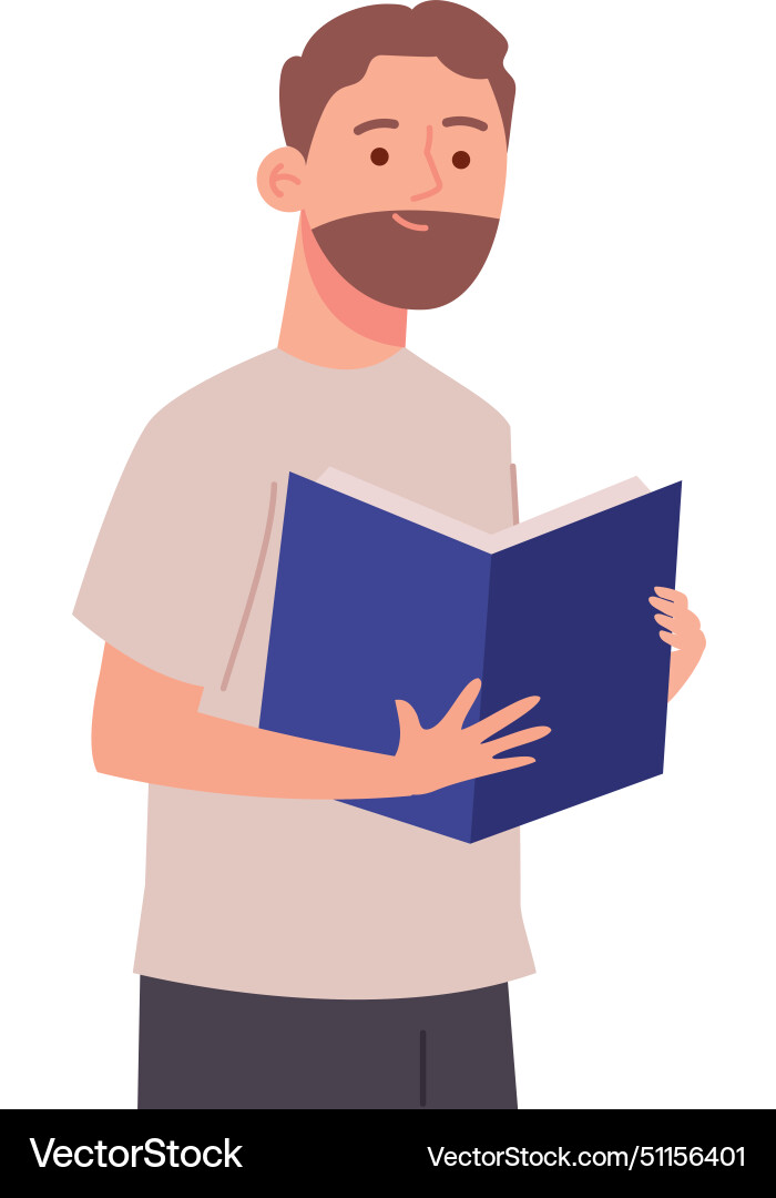 Reader with a book Royalty Free Vector Image - VectorStock