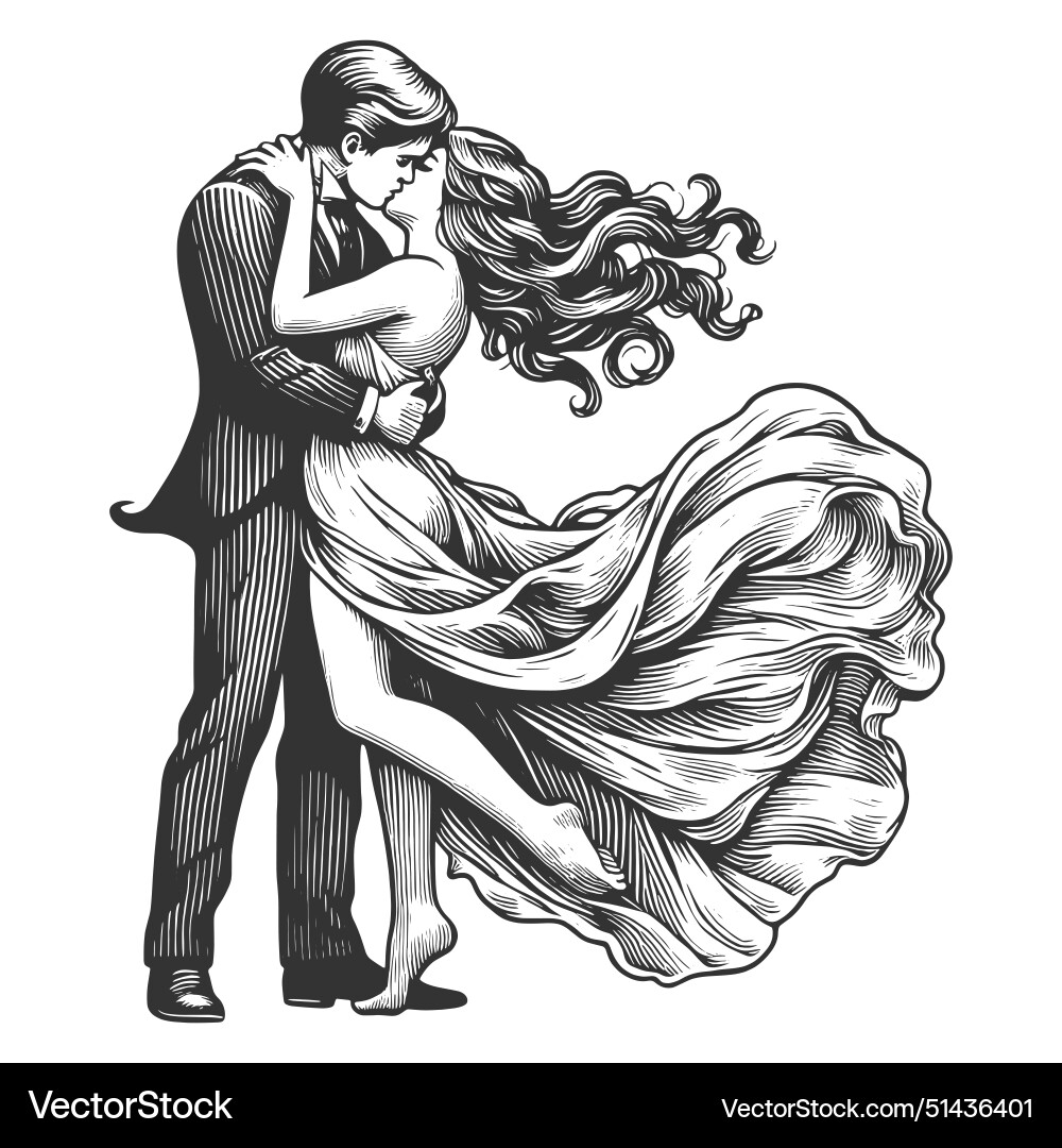 Retro couple sharing a romantic kiss Royalty Free Vector